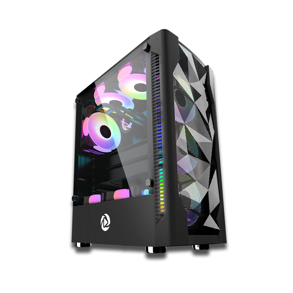 Inplay Meteor 03 | Black | White | Tempered Glass Mesh Front ATX PC ...