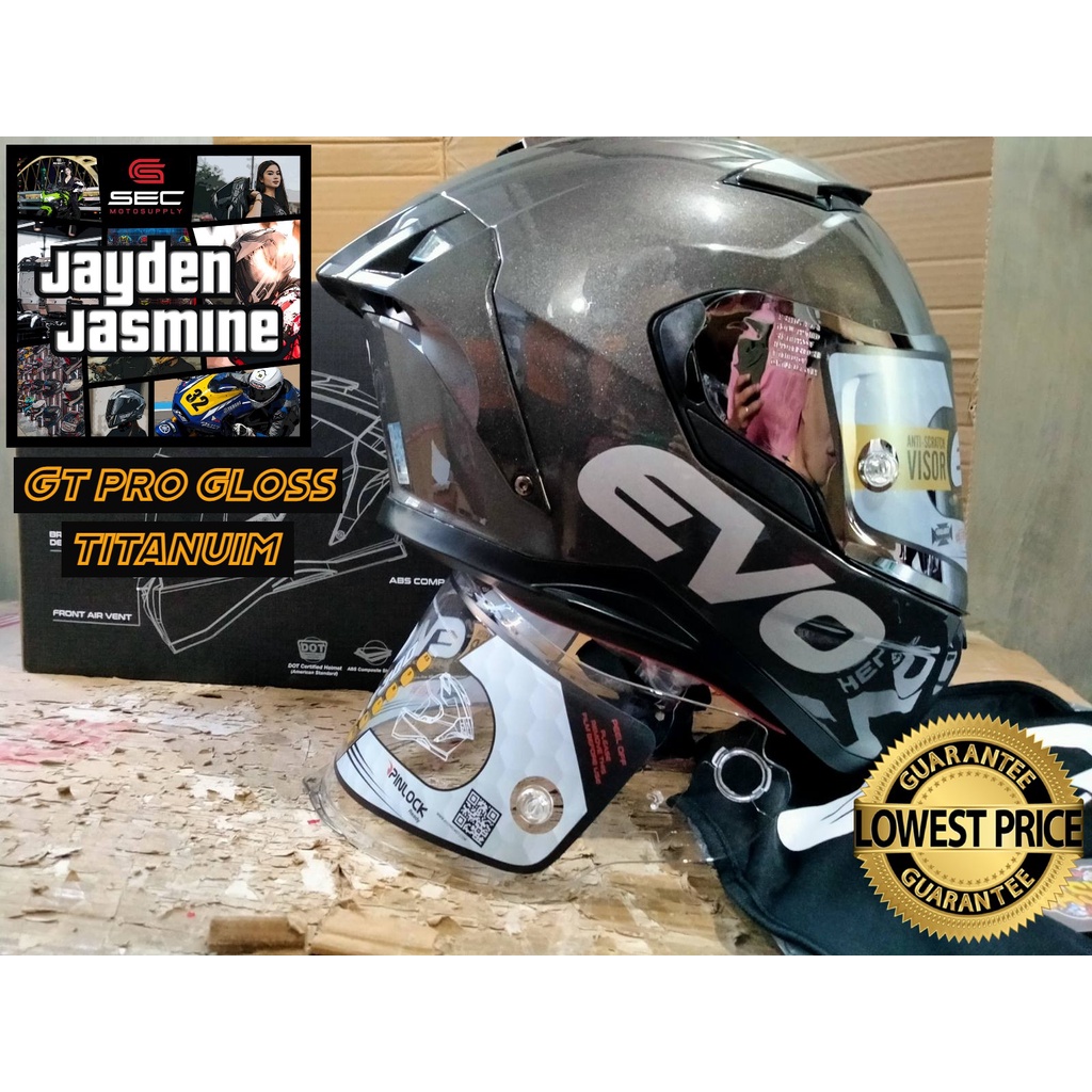 Gt pro gloss titanuim helmet | Shopee Philippines