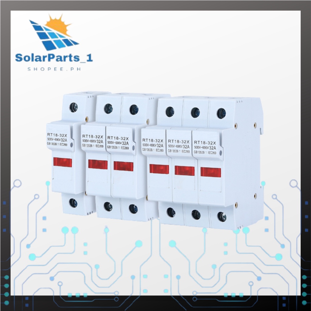 RT18-32X AC 380V 1P 2P 3P 4P 32A DIN Rail Mount cylinder fuse base Suitable for 10x38MM FUSE ...