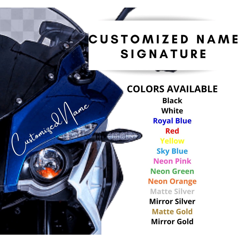Customized Signature Die Cut Sticker (Fit for all Motorcycles ...