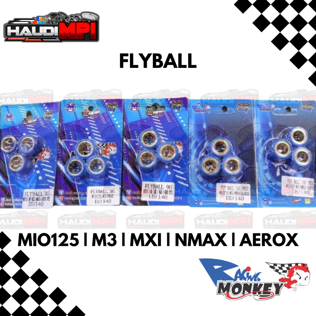 Racing Monkey Flyball MIO125 M3 NMAX AEROX 3pcs 6pcs Set | Shopee ...