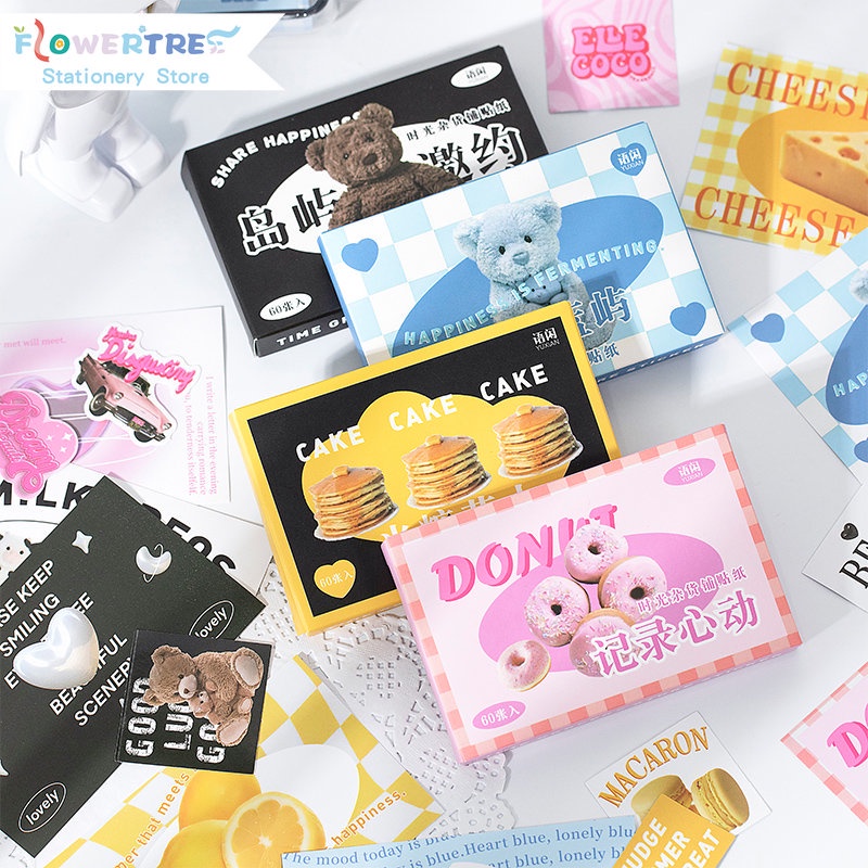 60 Pcs Time Grocery Shop Stickers Journal Scrapbook Decor Sticker ...