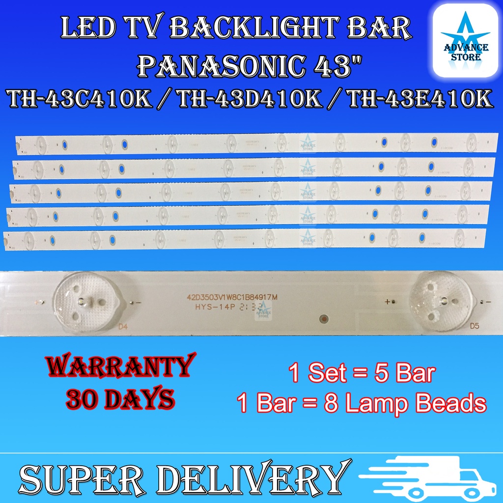 1Set = 5 Bar TH-43C410K TH-43D410K TH-43E410K PANASONIC 43" INCH LED TV ...