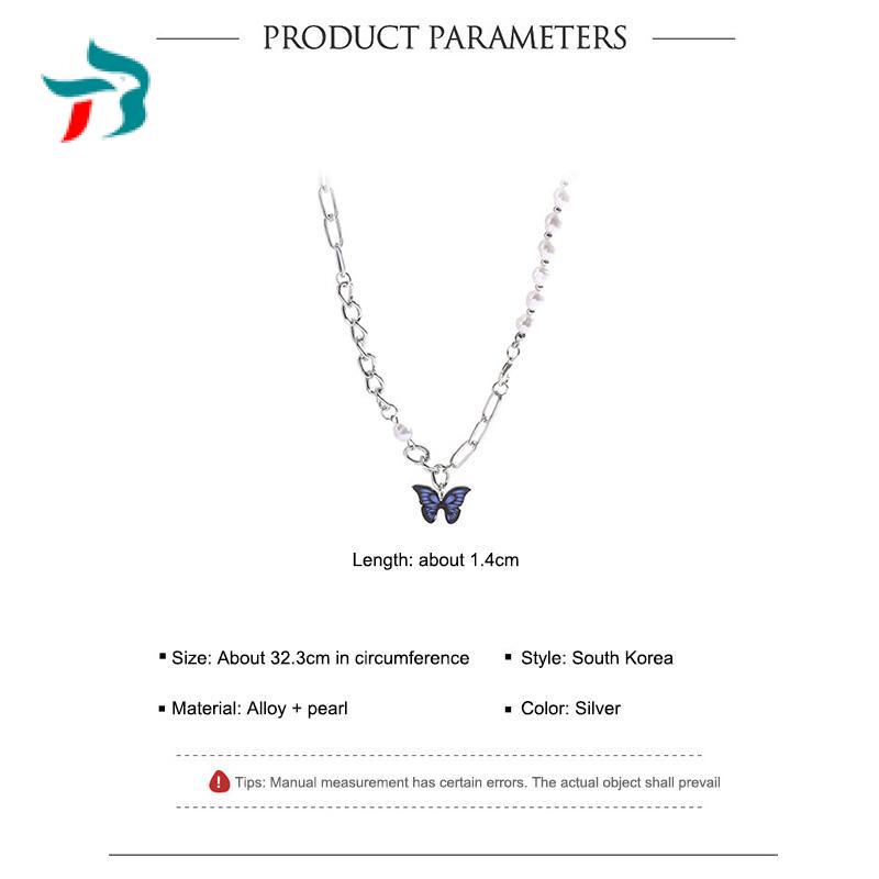 Sweet Cool Style Pearl Splice Butterfly Necklace Niche Design Fashion ...