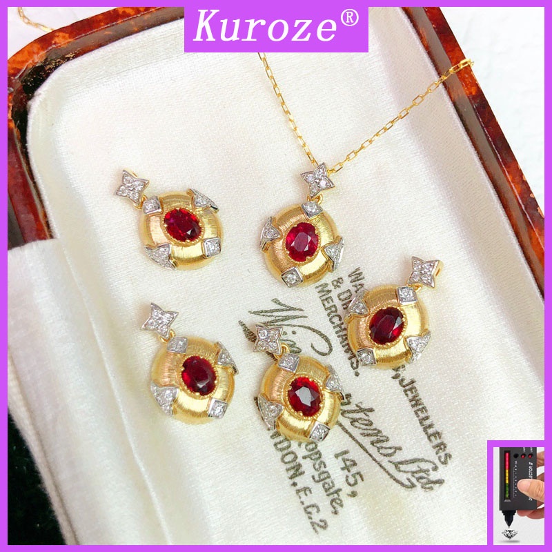 Kuroze 18K Gold Emerald Pendant Luxury Ruby Red Diamond Necklace ...