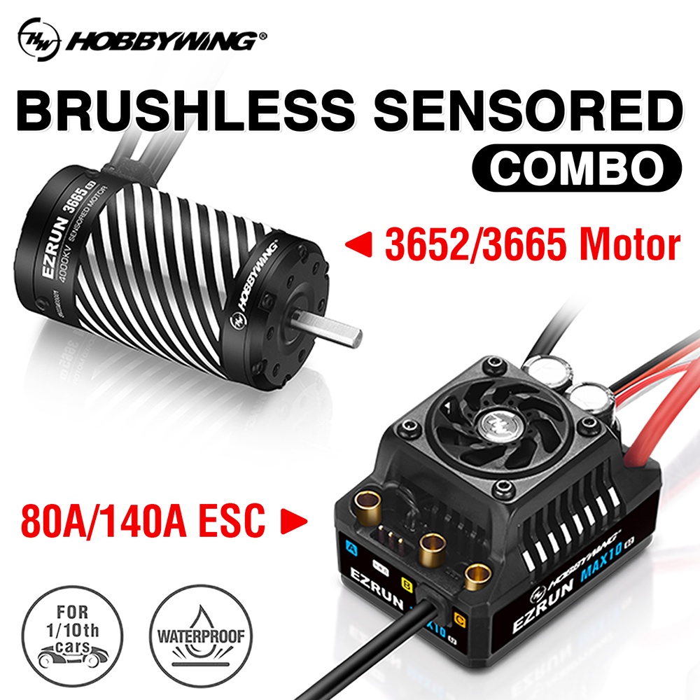 HobbyWing Brushless Motor and ESC 80A 140A MAX10 G2 ESC 3652 3665 G3 ...