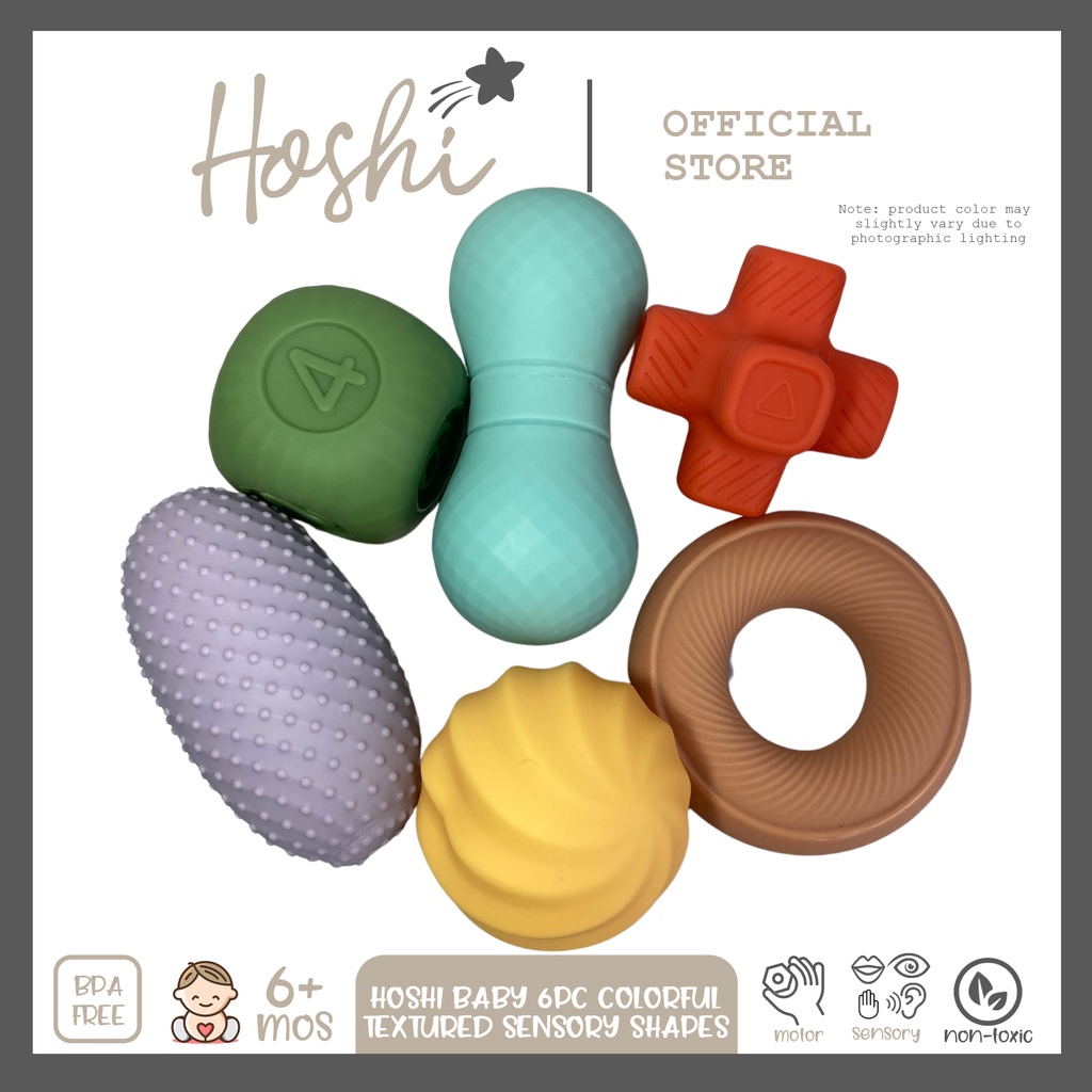 Hoshi Baby 6pc Sensory Colored Textured Multi-Shapes, Sensory Play, BPA ...