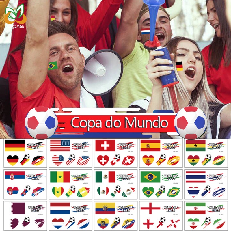 2022 World cup tattoo stickers temporary waterproof Male Female brazil ...