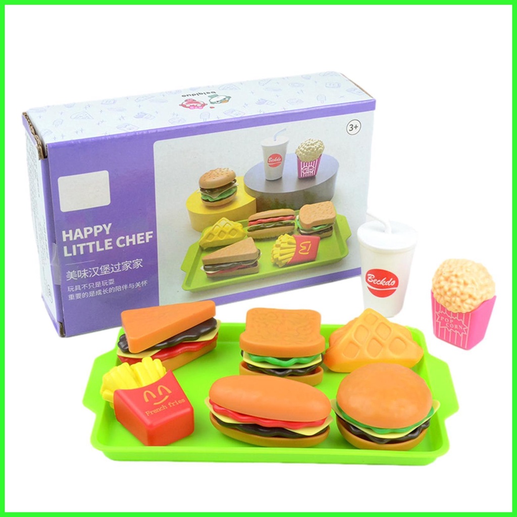 Pretend Burger Set Burger & Hot Dog Fast Food Cooking Play Set for Kids ...