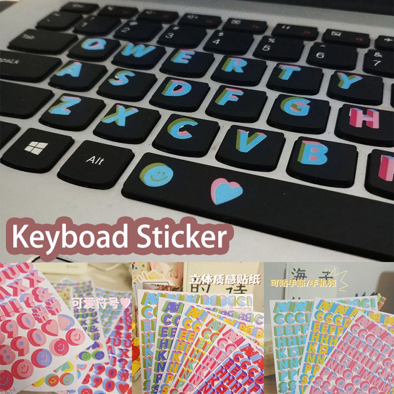 Colorful Laptop Keyboard Sticker Desktop Computer English Alphabet ...