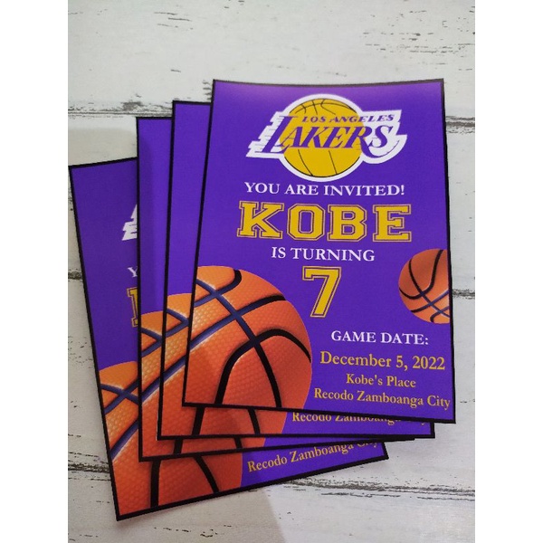 Basketball Lakers Theme Invitation Card Envelope Not Included | Shopee ...