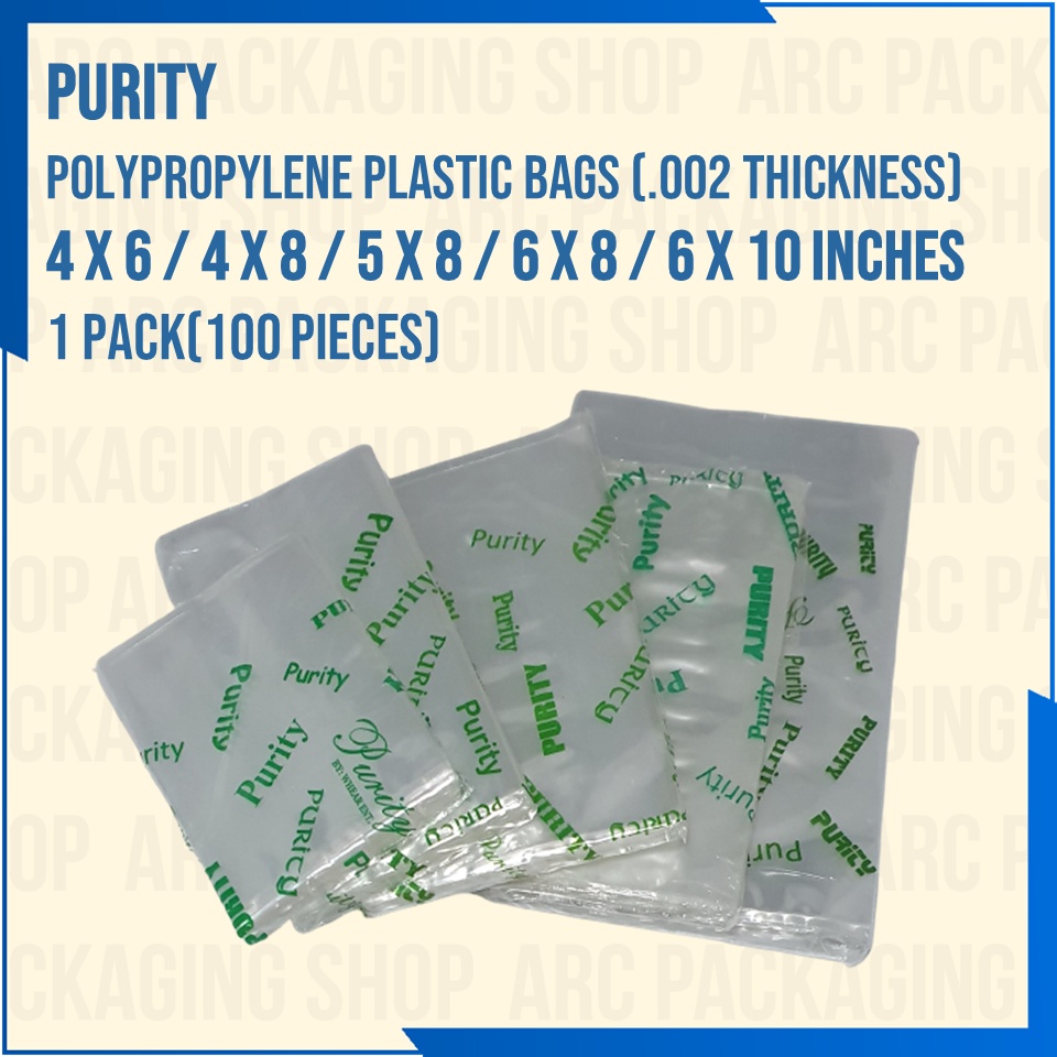 Purity Polypropylene PP Plastic Bags .002 (4x6 / 4x8 / 5x8 / 6x8 / 6x10 ...