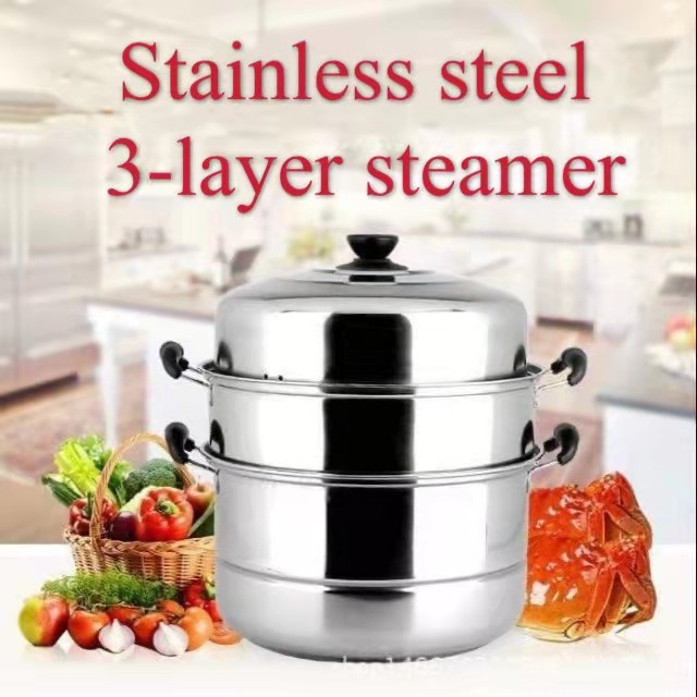 3 LAYER STAINLESS STEEL STEAMER 30cm & 28cm &26cm STEAMER/STAINLESS ...