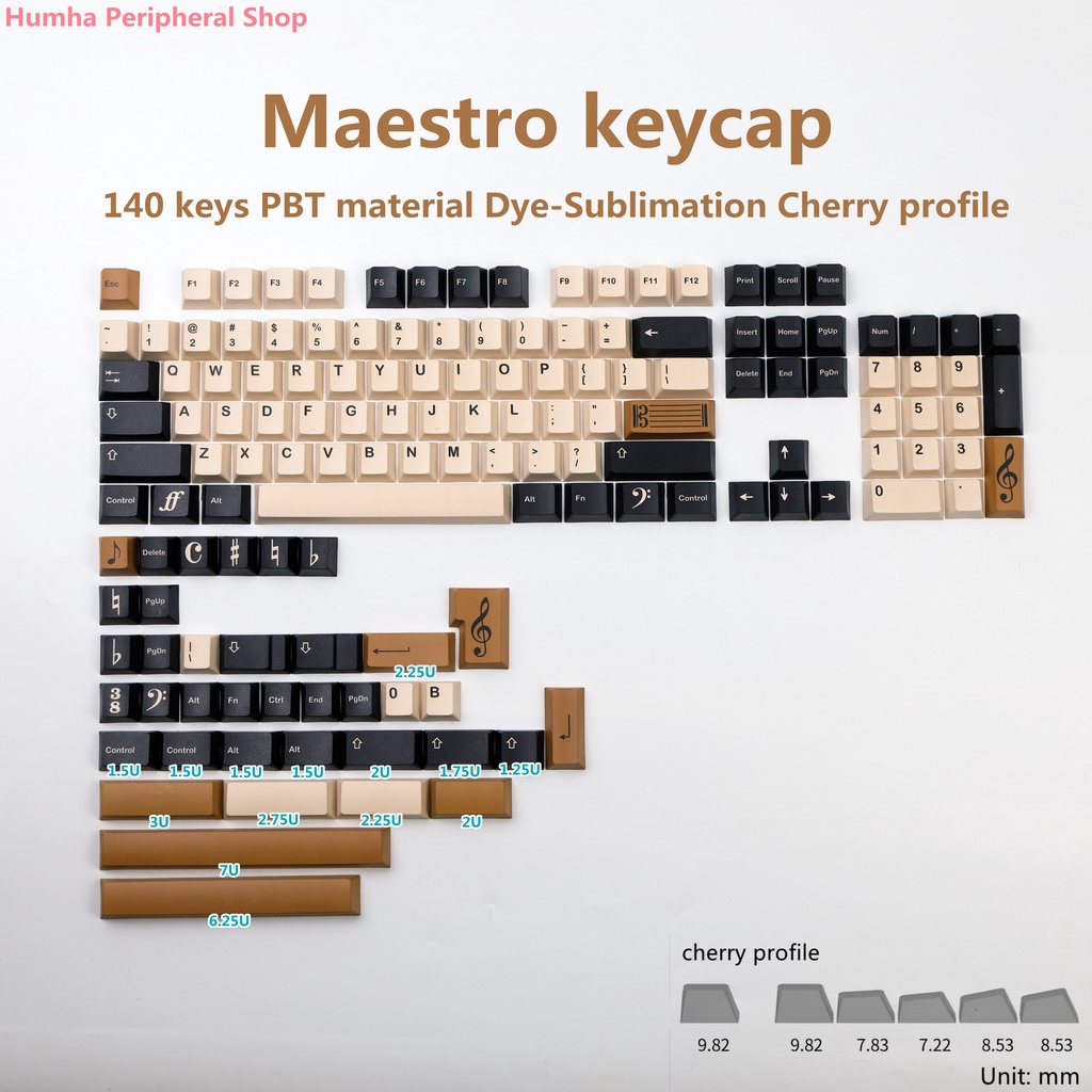 Humha Maestro keycap 140 keys PBT material Dye-Sublimation Cherry profile Mechanical Keyboard ...