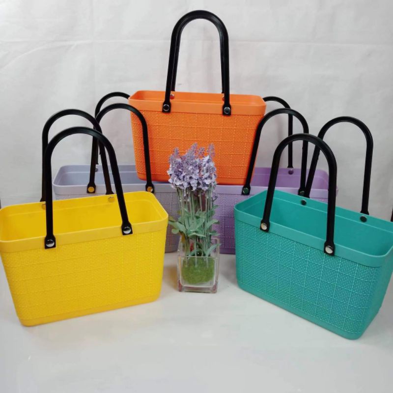 High quality Plastic hand basket shopping bag Picnic (1pc) | Shopee ...