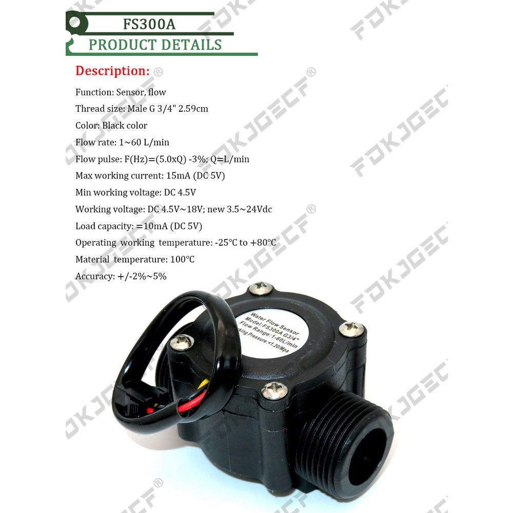 YF-S201 water flow sensor 4/6 points G1/2/3/4 interface FS300A water ...