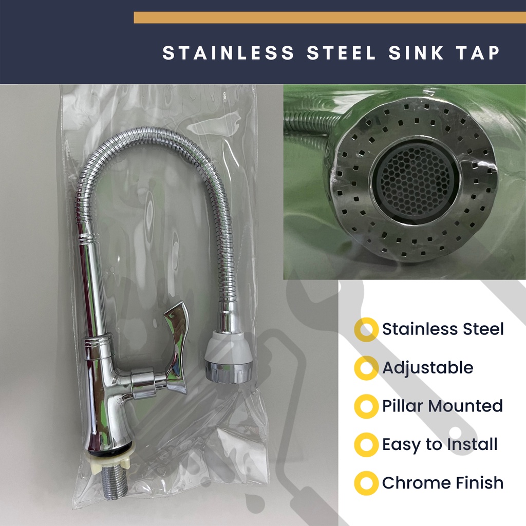 Stainless Steel Sink Tap Flexible Sink Tap Wall Sink Tap Pillar Sink ...