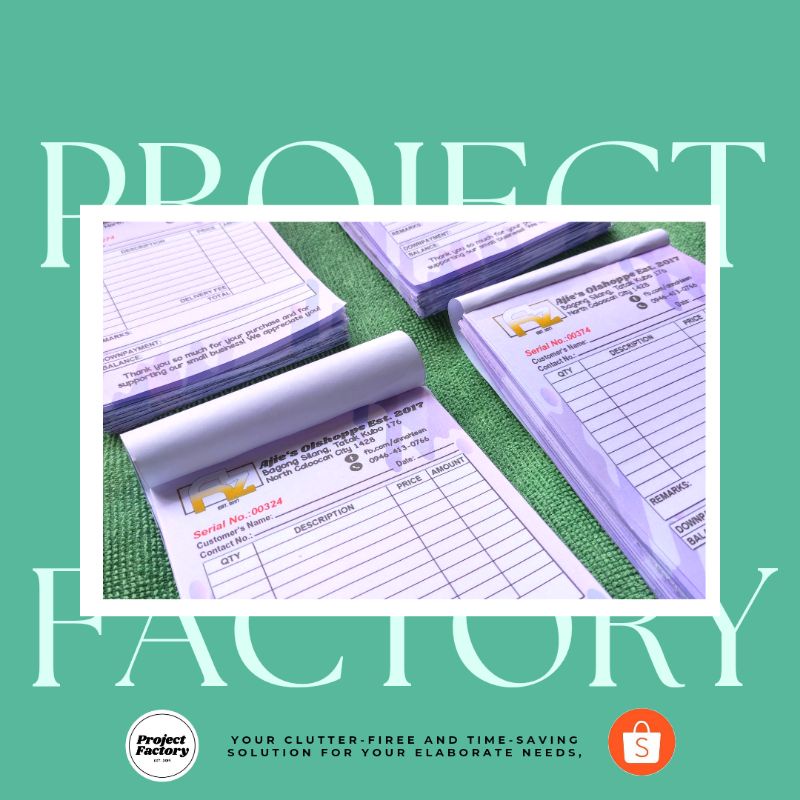 CUSTOMIZED RECEIPT / INVOICE / NON-BIR | CARBON OR CARBONLESS | 3.5 X 4 ...
