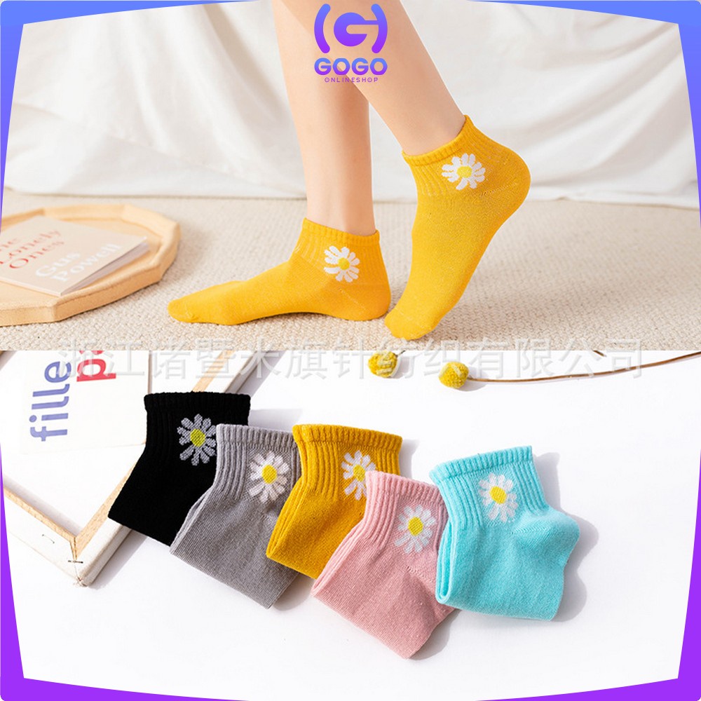 Gogo-p282 Daisy Flower Motif Socks / Cute Daisy Flower Motif Ankle ...