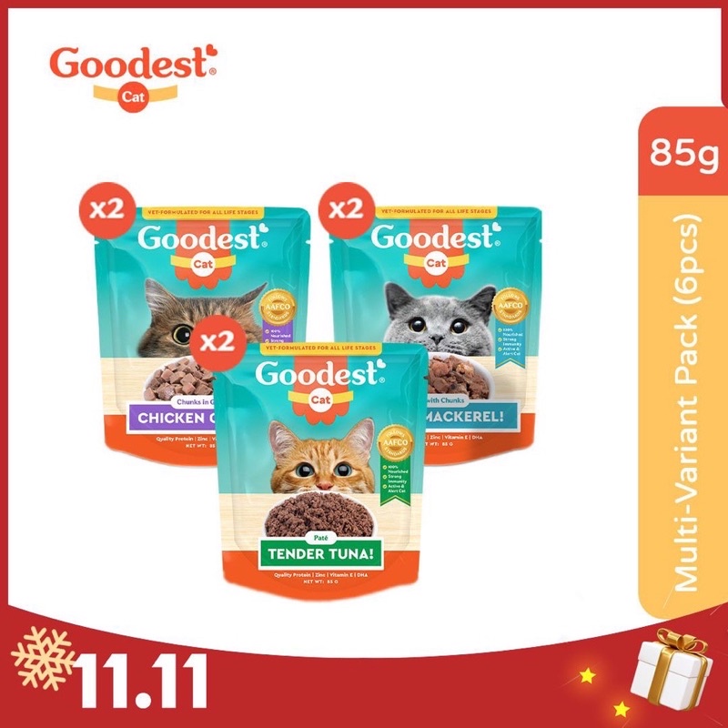 Goodest Cat Starter Pack of 6 Wet Cat Food Pouch (85g) | Shopee Philippines