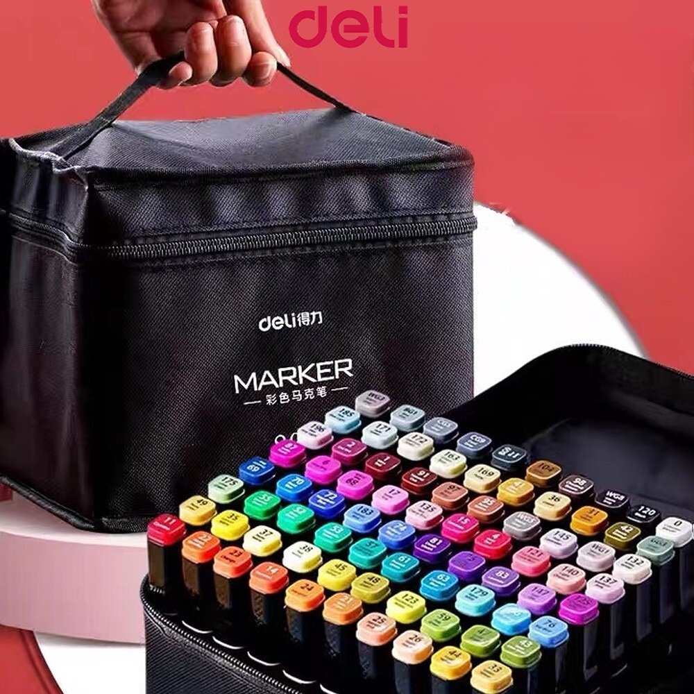 Deli 30/40/60/80 Colors Alcohol Markers Set Art Marker Pen Highlighter ...