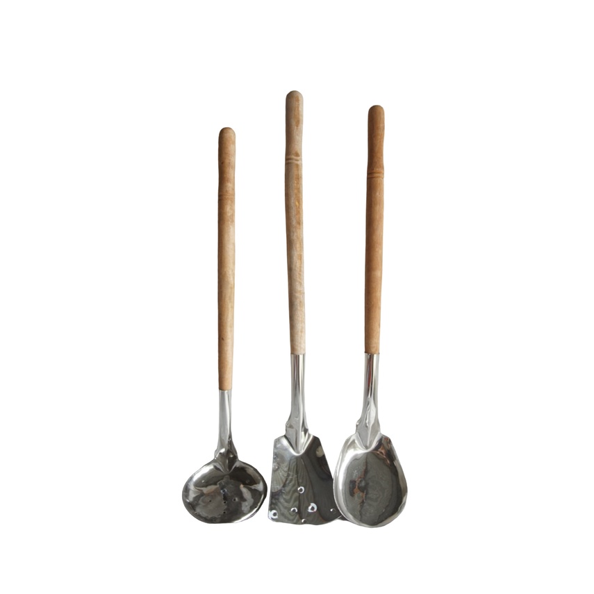 Swipe ClickPh WOOD HANDLE SANDOK BIG SET 3PCS | Shopee Philippines