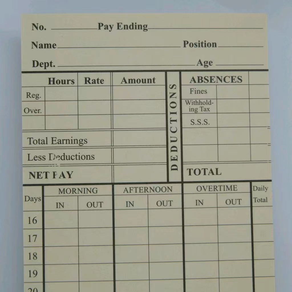 KES 20pieces vanda timeard DTR for employees COD | Shopee Philippines