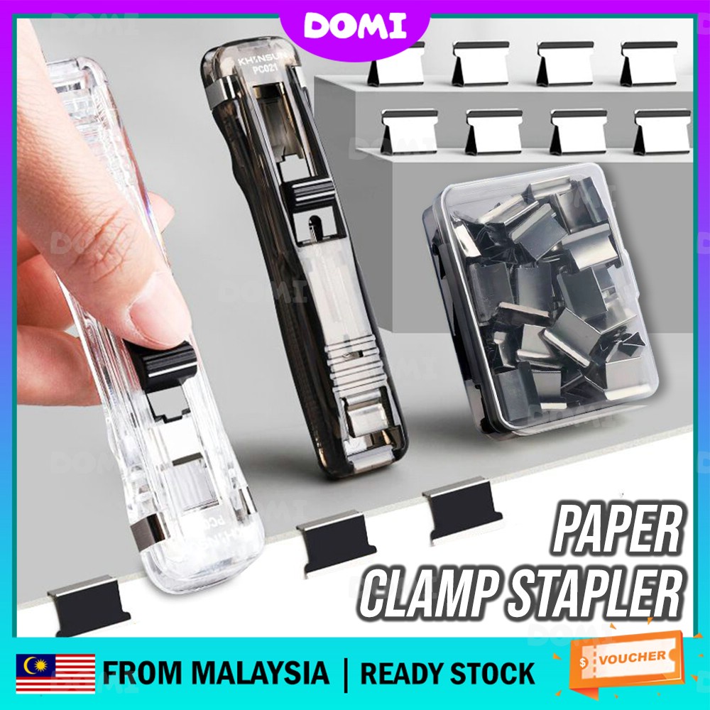 DOMI Portable Binder Stapler Paper Push Clamp School Office File Paper ...