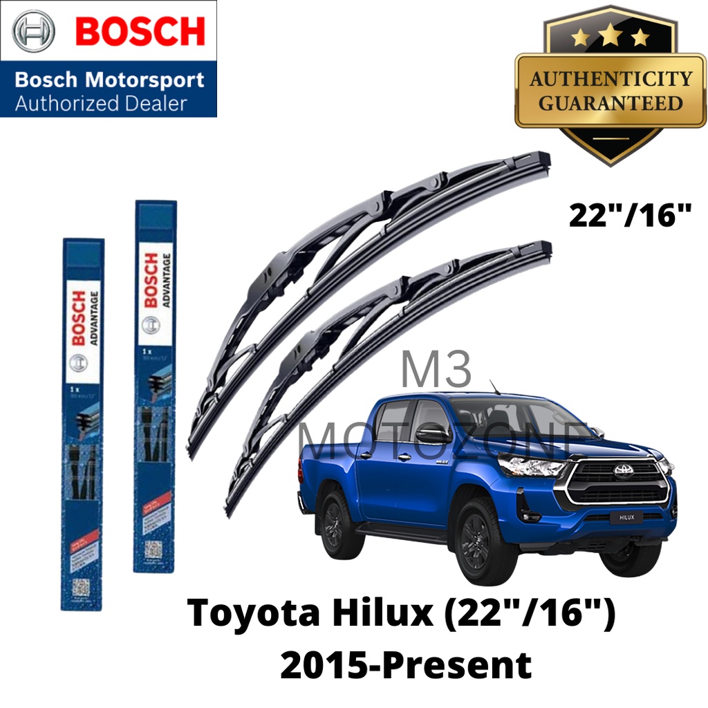 Bosch Advantage Wiper Blade Set for Toyota Hilux 2016-Present (22"/16") | Shopee Philippines