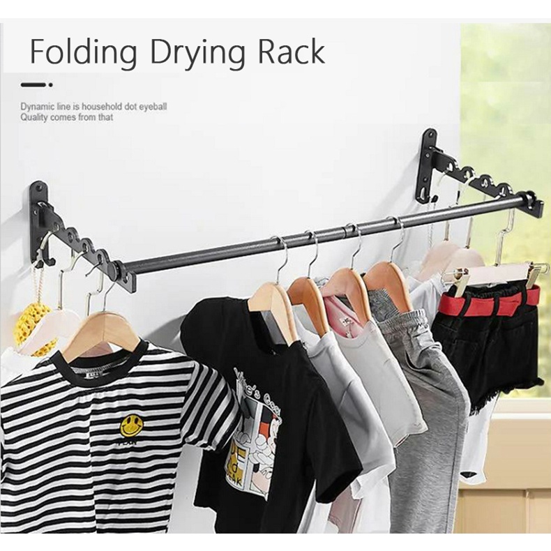 （COD)80CM120CM Folding Clothes Hanger Foldable Multifunction Wall ...