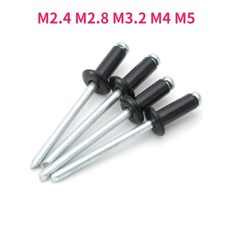 M2.4 M2.8 M3.2 M4 M5 Black Aluminium Round Head Pop Open Hollow Pull ...