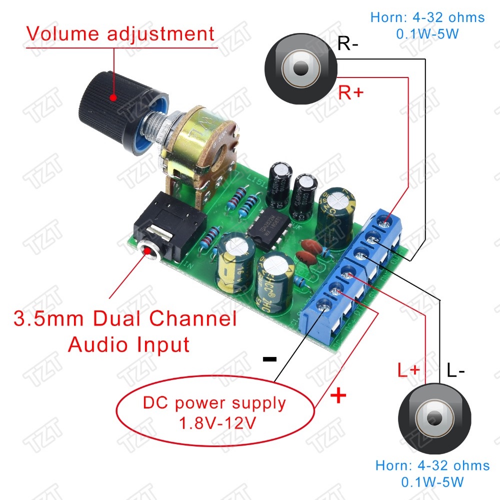 TDA2822M 2.0 Stereo Audio Amplifier Board Dual Channel AMP AUX ...