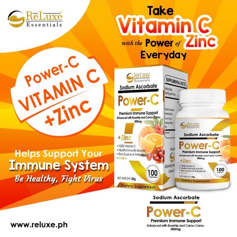 Reluxe Premium Vit. C w/ Zinc Strong Immunity(NON-Acidic) | Shopee ...