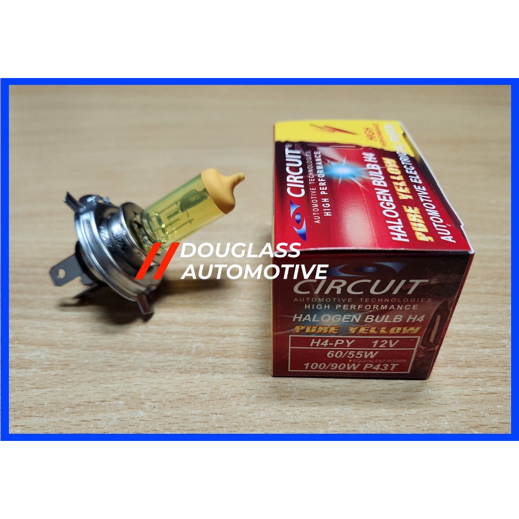 CIRCUIT H4 9003 HB2 Halogen Auto Bulb PURE YELLOW P43T (12v) | Shopee ...