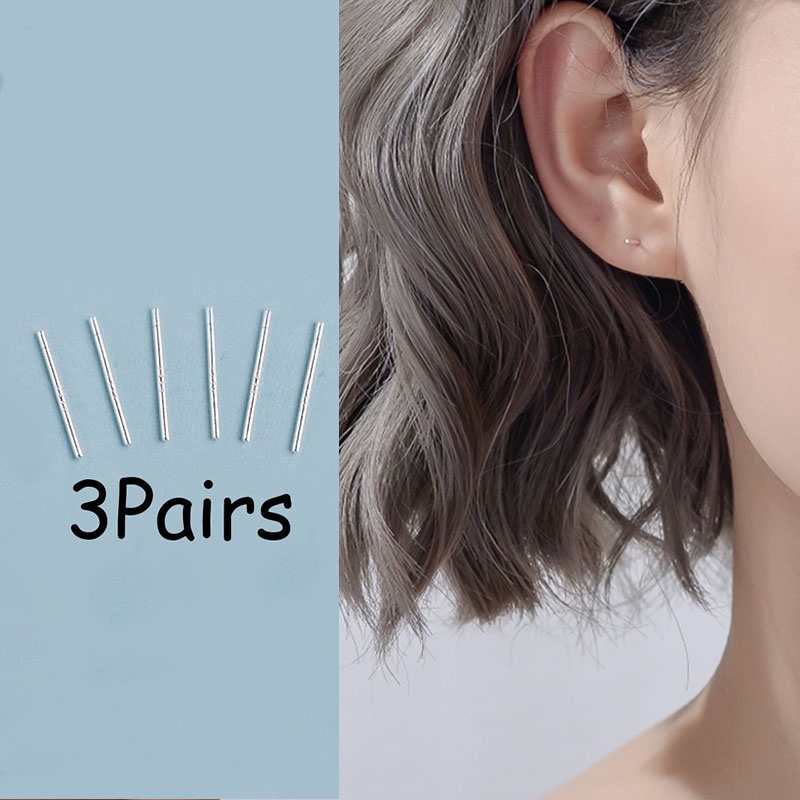 2Pcs S925 Sterling Silver Ear Bone Nails Earrings Buckle Earrings Screw ...