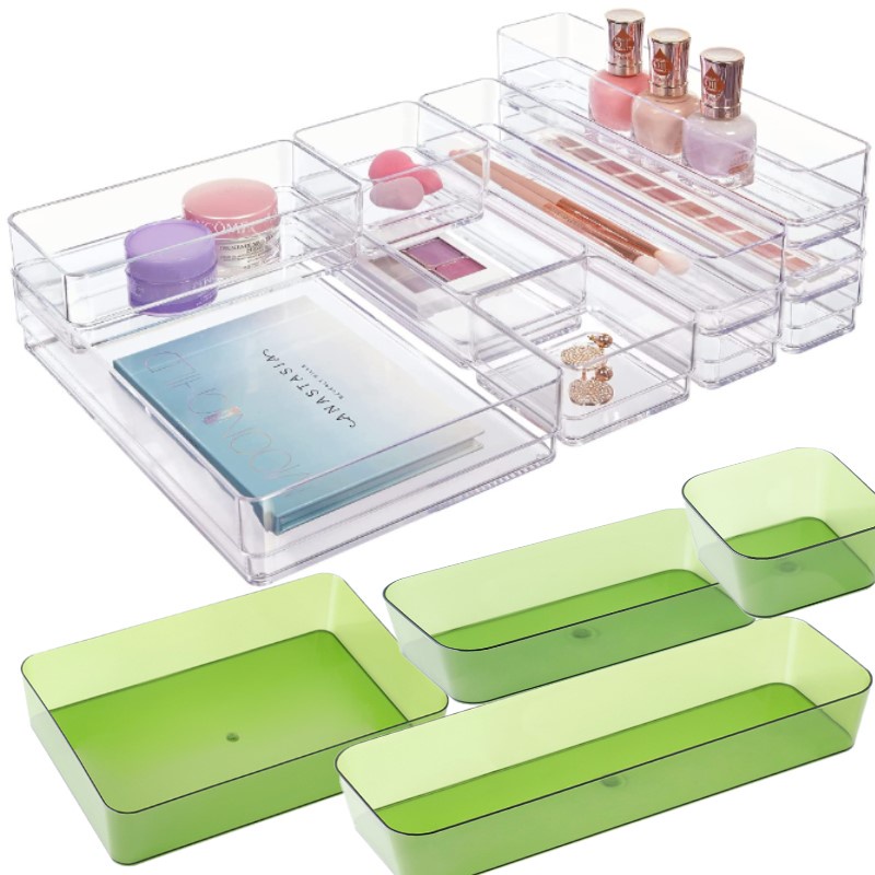 Acrylic Drawer Organizer Set Vanity Trays Makeup Vanity Storage Bins ...