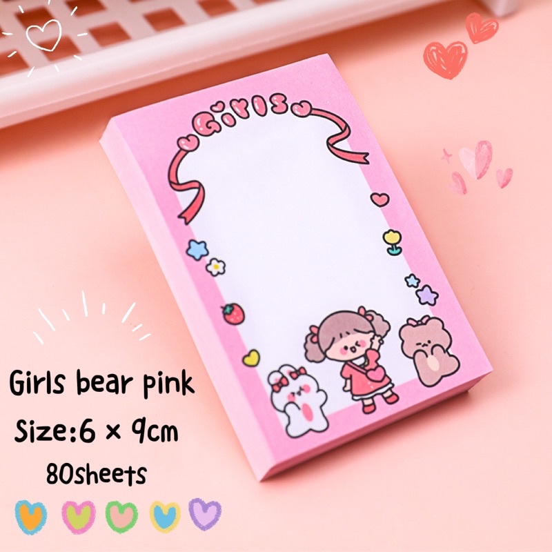 80sheets Cartoon Ins ctue girls sticky notes memo pad student office ...