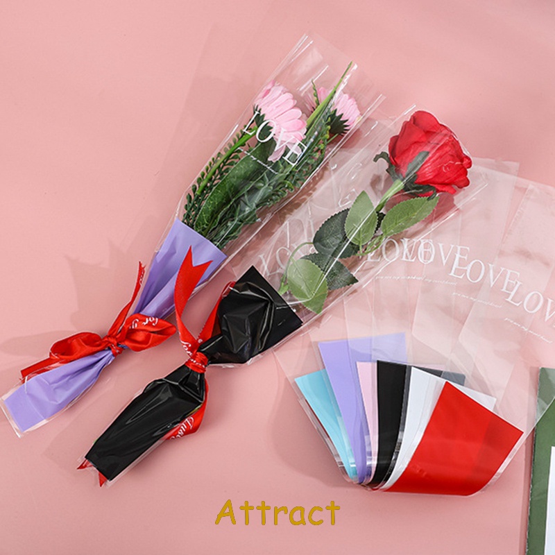 Attract 50Pcs Love Printing Package Bag Flower Bouquet Wrapping Bag ...