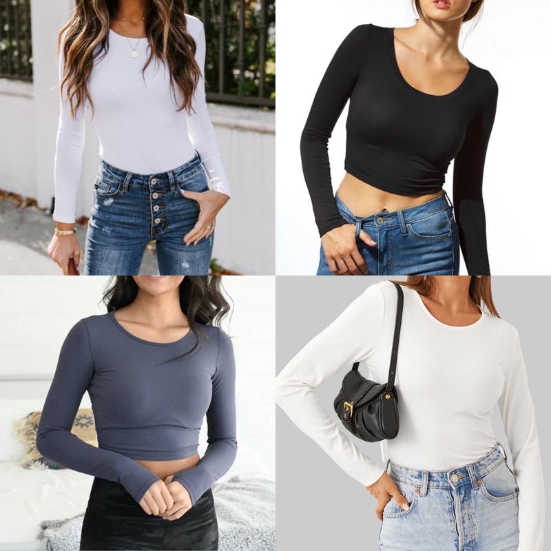Jas Roundneck Longsleeve Crop Top For Women | Shopee Philippines