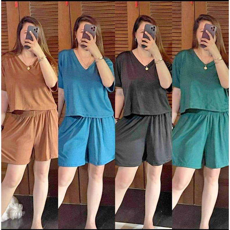 V-neck terno shorts plain | Shopee Philippines