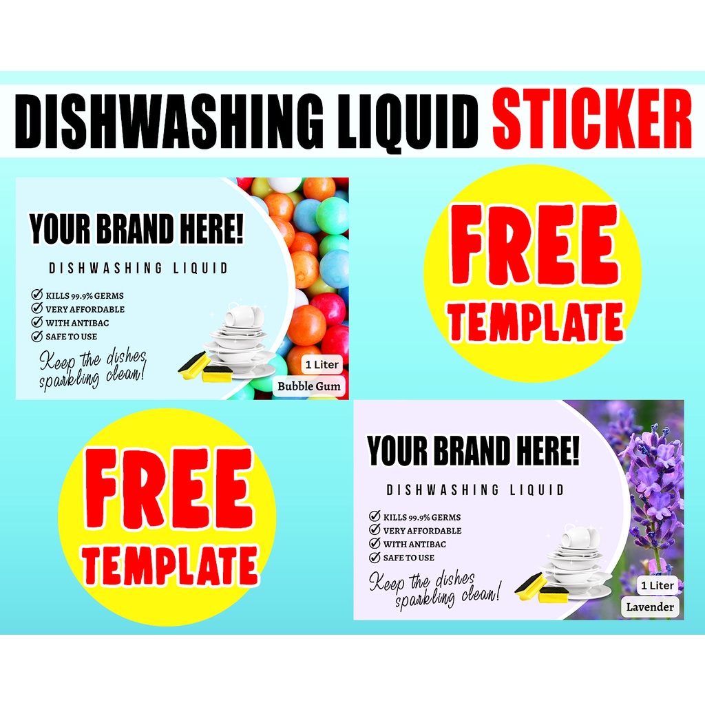 DISHWASHING LIQUID STICKER LABEL | HIGH QUALITY PRINT | 100 pcs ...