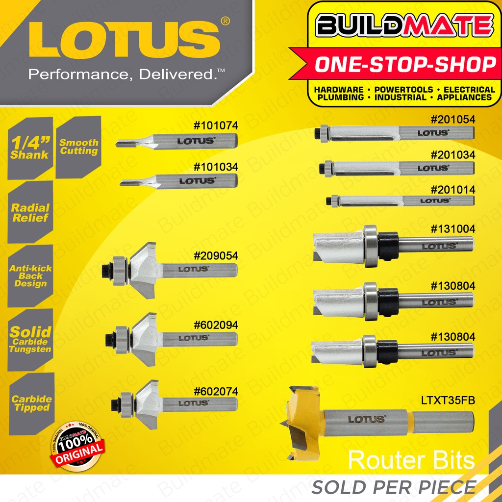 LOTUS Router Bits 1/4" Inch / 355mm Chamfer Bit Flush Trim Bit Forstner ...