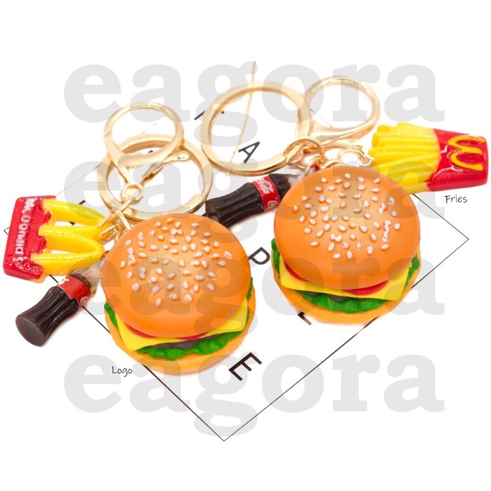 GANTUNGAN Hamburger Fries Keychain Potato Burger Motif French Fries ...