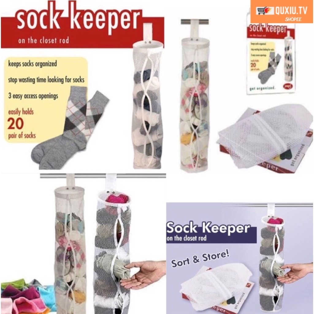 SALE Sock Keeper Closet Rod Organizer Holds Up To 20 Pairs of Socks ...