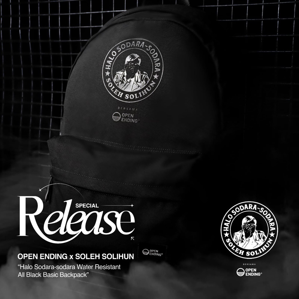 Open Ending x Soleh Solihun Water Resistant Backpack All Black [BPS.001 ...