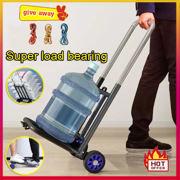 【COD】Collapsible Aluminum Trolley(Send elastic rope)Shopping Small Pull ...