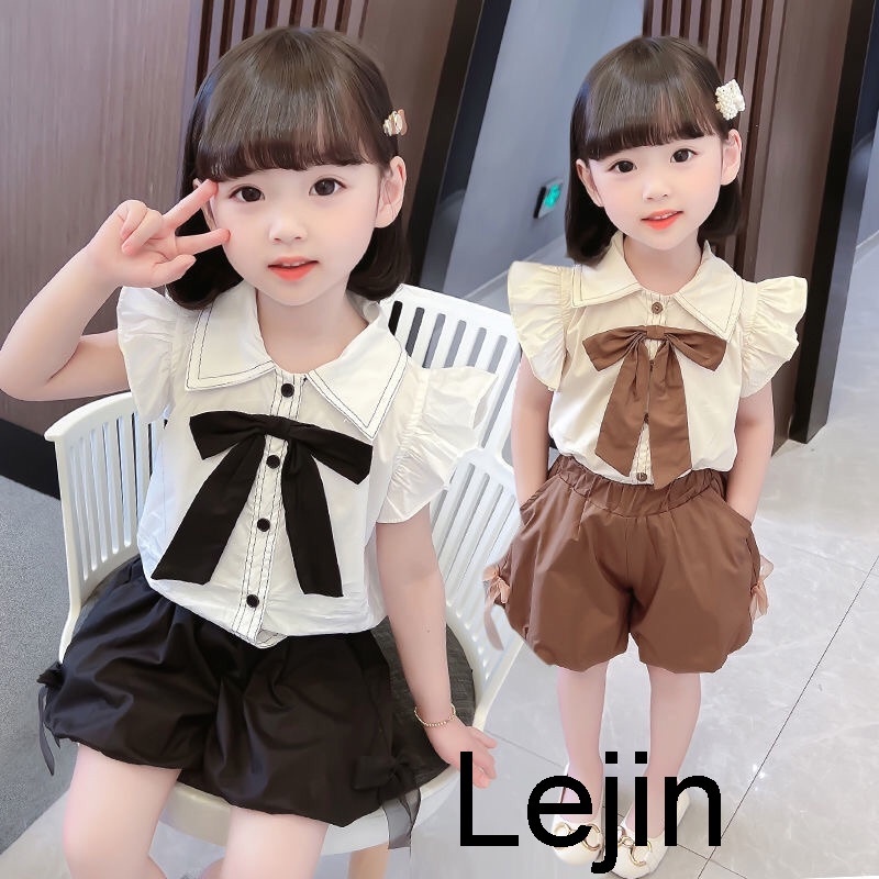 1-6 Years Old Baby Girls Suits 2pc Sets Short Sleeves Shirt Tops with ...
