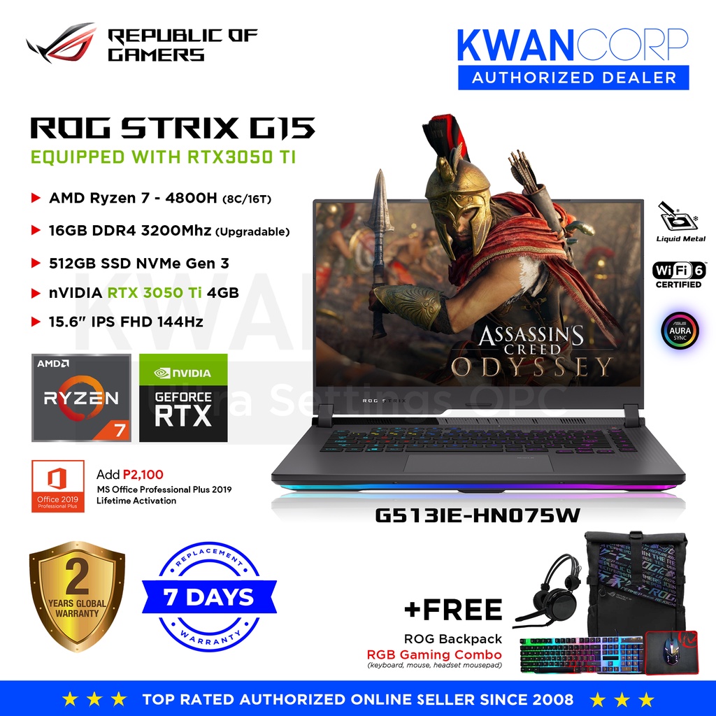 Asus ROG Strix G15 G513IE-HN075W Ryzen 7 4800H 16GB RTX 3050Ti 512GB ...