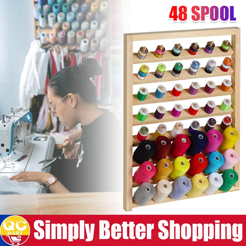 High Quality 48 Spool Thread Holder Rack Wood Sewing Thread Stand ...