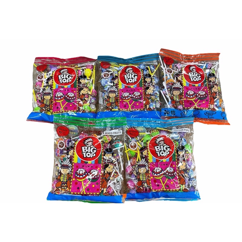 【50pcs】Big Top Lollipop Mixed Fruit/Sour Pop/Milk Pop 50pcs(Halal ...